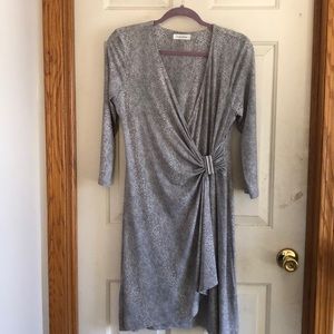 Calvin Klein | Dresses | Calvin Klein Grey Python Print Wrap Dress M ...